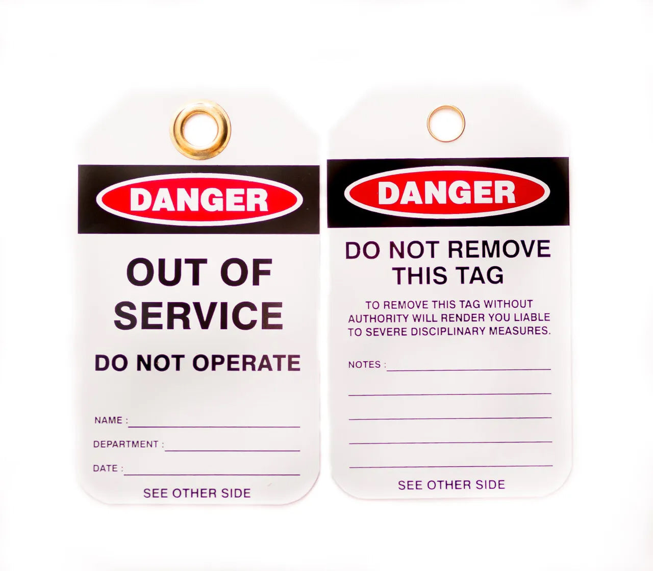 Danger Tags -Out of Service-Carboard single use-Pack of 100